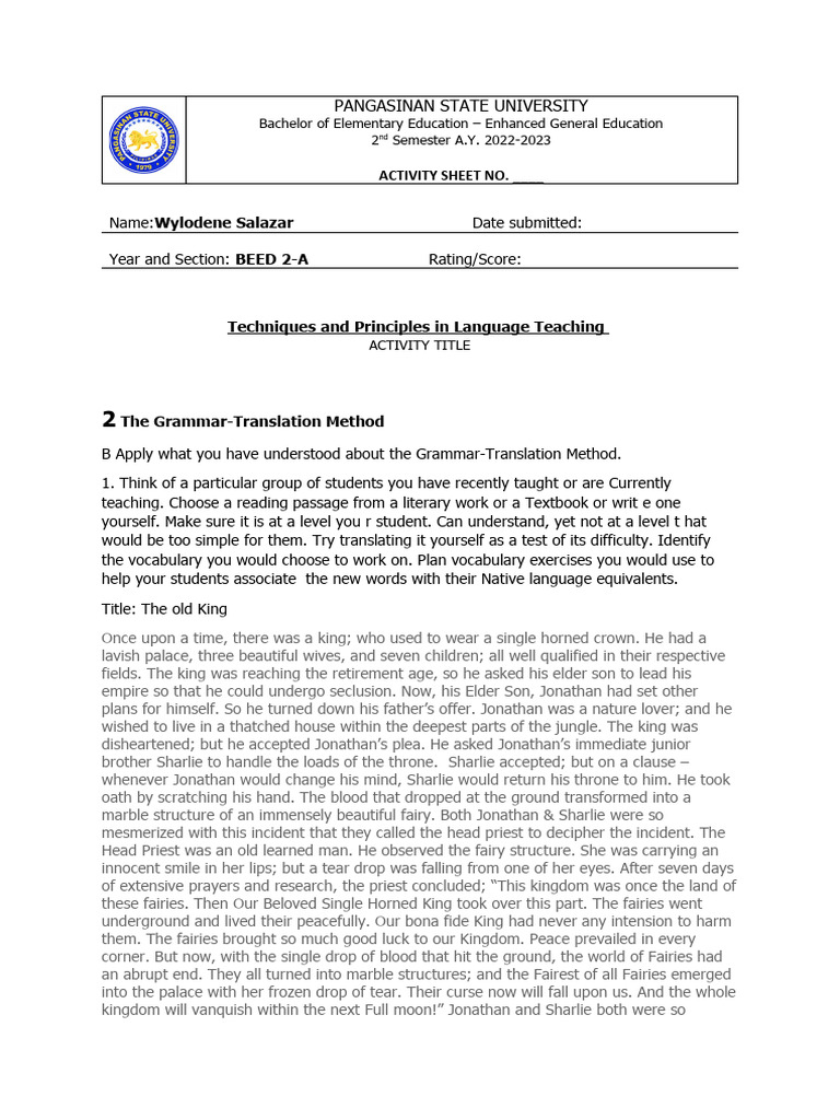 Activity Sheet Template | PDF