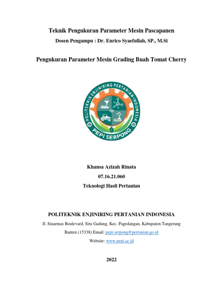 Khansa Azizah Rinata - 07.16.21.060 - TPPMP - Mesin Grading Buah | PDF | Sains & Matematika ...