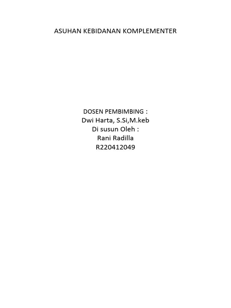 Asuhan Kebidanan Komplementer | PDF