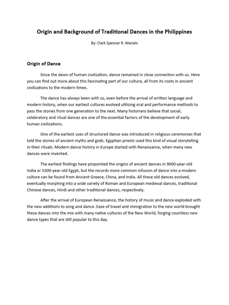 Origin and Background of Traditional Dances in The Philippines | PDF ...