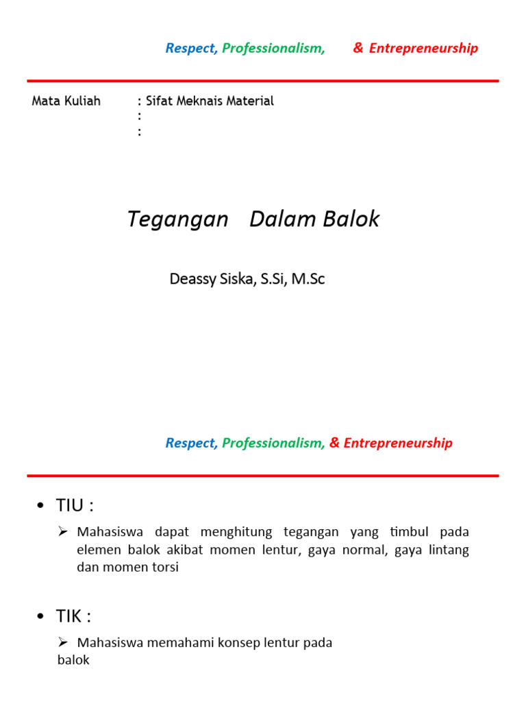 Slide TSP205 Mek Bahan Tegangan Pada Balok | PDF