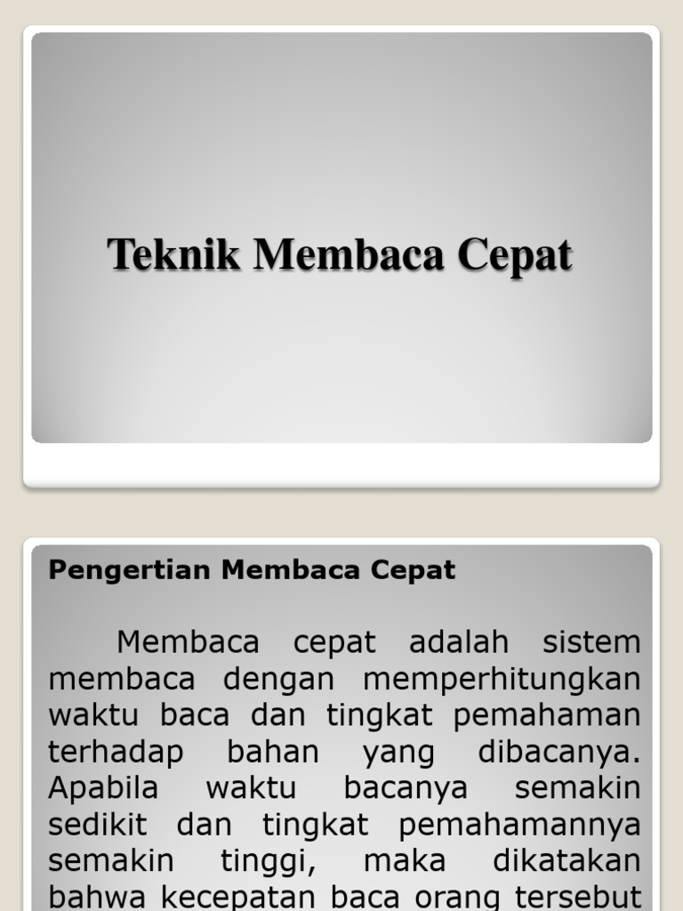 Teknik Membaca Cepat | PDF