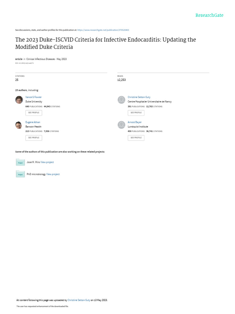 The 2023 Duke-ISCVID Criteria For Infective Endocarditis: Updating The ...