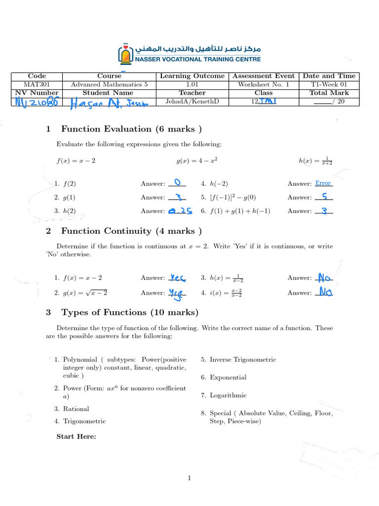 Week 1 Math | PDF | Function (Mathematics) | Trigonometric Functions