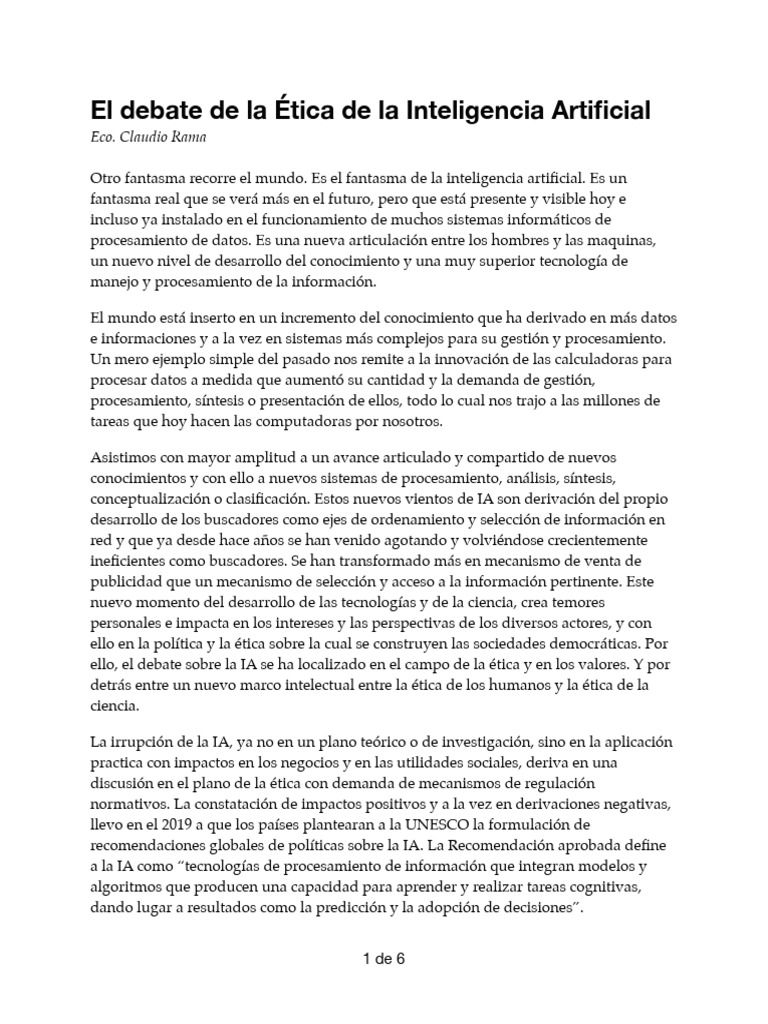 El Debate de La Ética de La Inteligencia Artificial | PDF | Inteligencia artificial ...