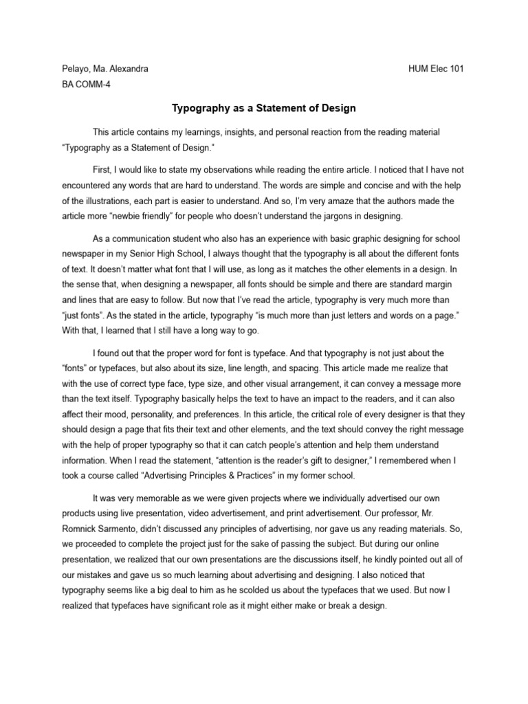 Typography As A Statement of Design | PDF | Typography | Typefaces