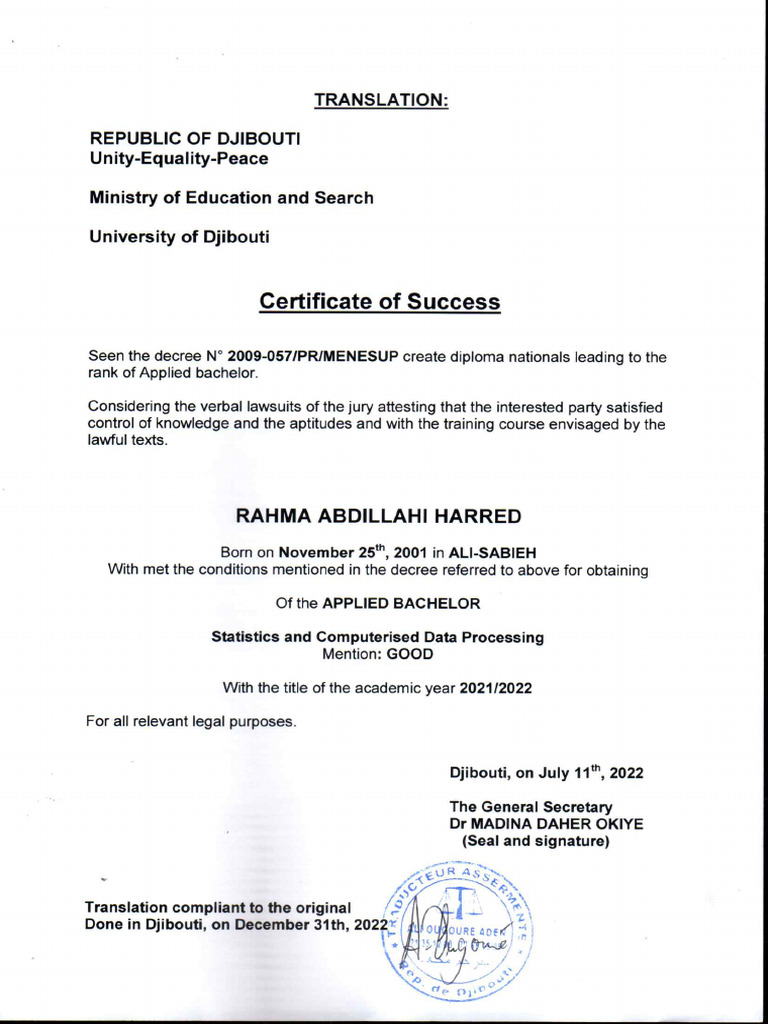 Certificate of Success | PDF