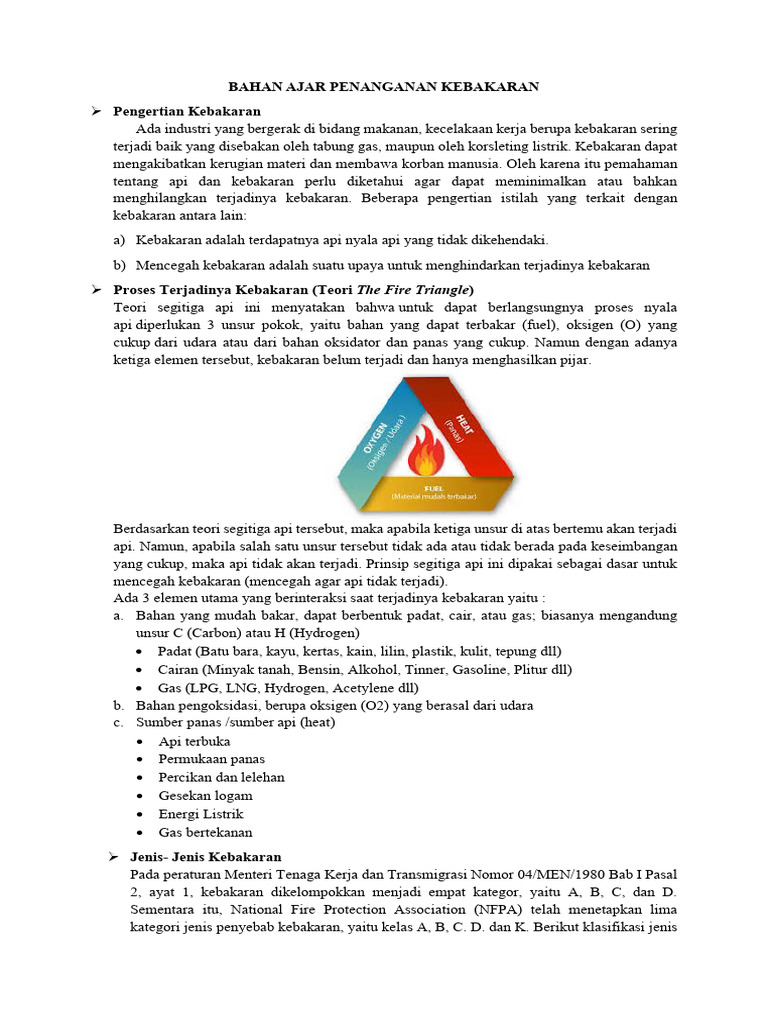 BAHAN AJAR PENANGANAN KEBAKARAN | PDF