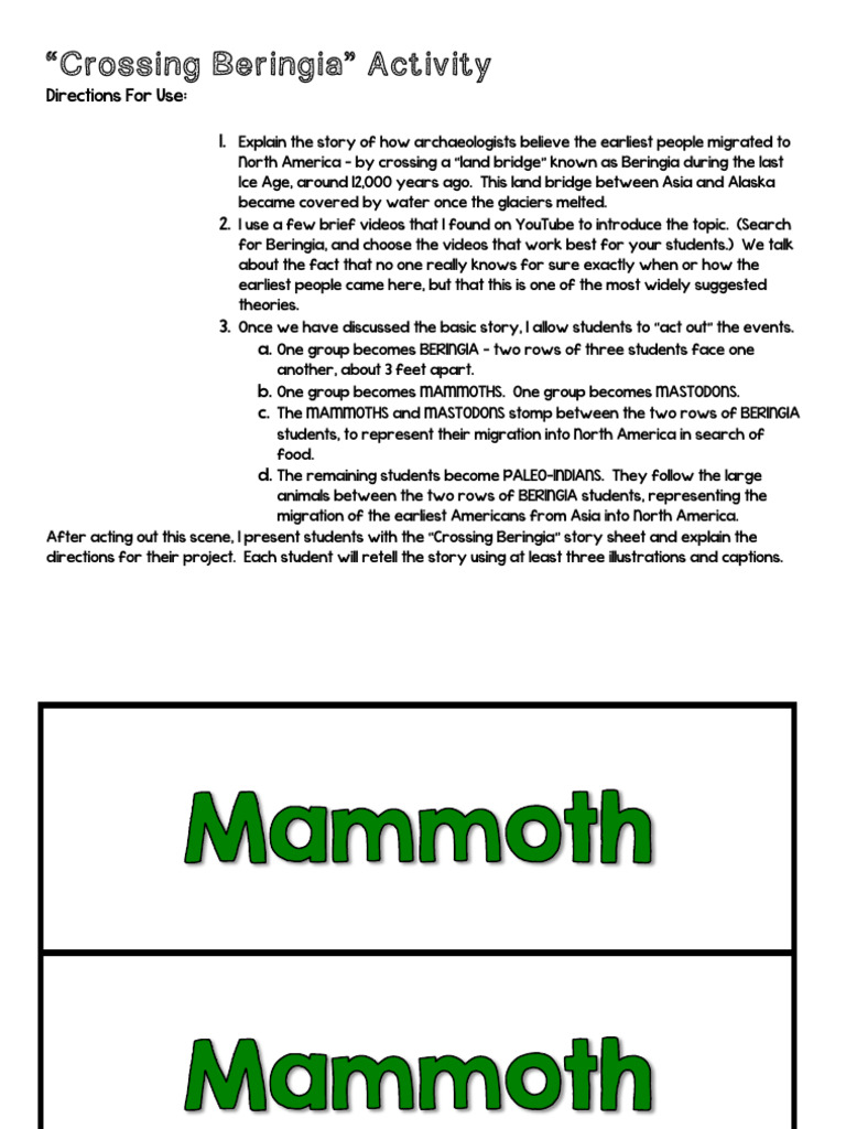 "Crossing Beringia" Activity: Directions For Use: 1 | PDF | Geological ...