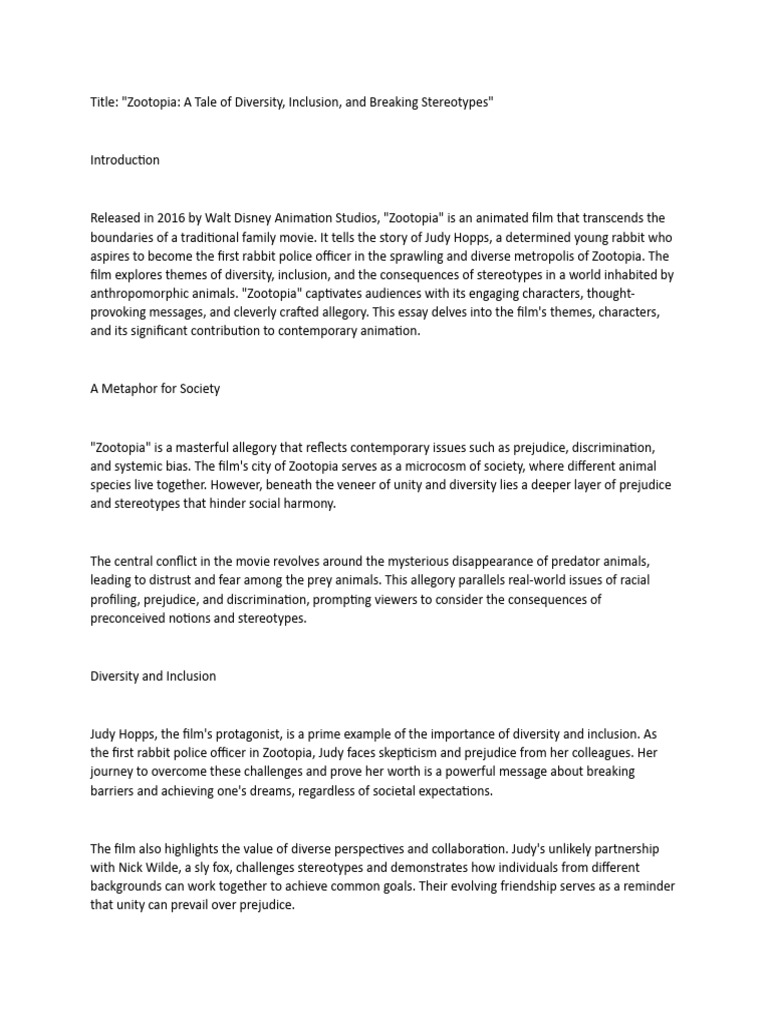 Zootopia | PDF | Stereotypes | Prejudices