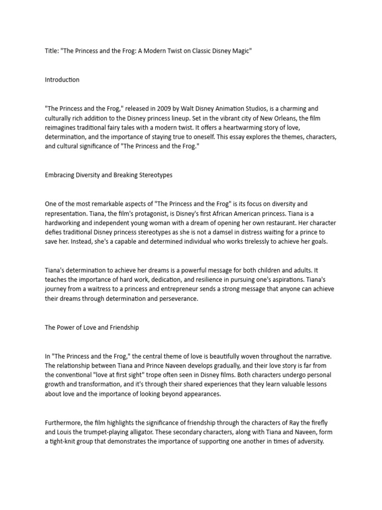 The Princess and The Frog | PDF