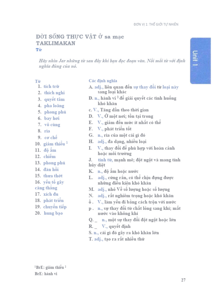 Tu Vung 3 4 ENGLISH | PDF