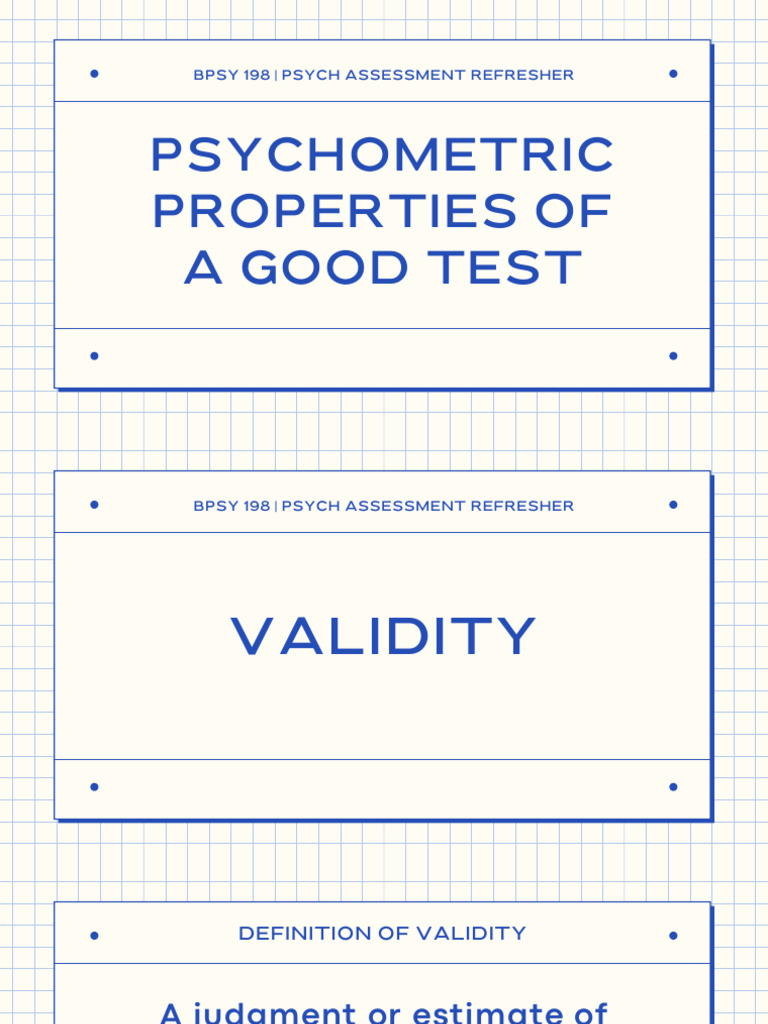 Psychometric Properties of Tests Explained | PDF | Validity (Statistics ...