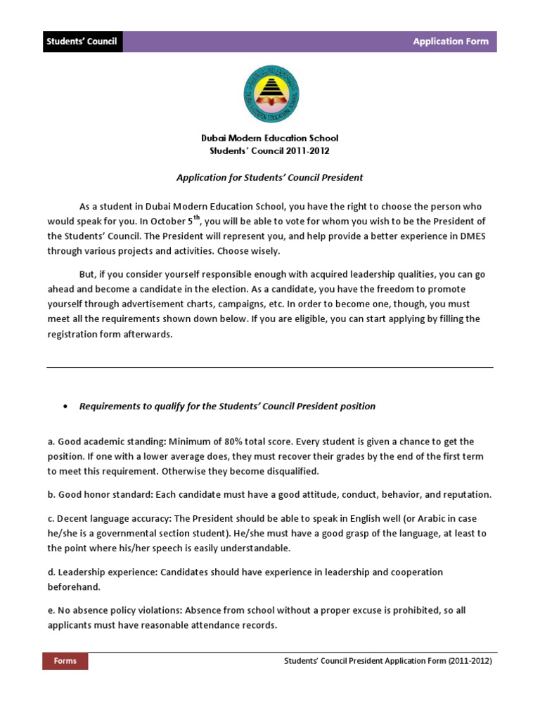 President Application Form | PDF | Career & Growth