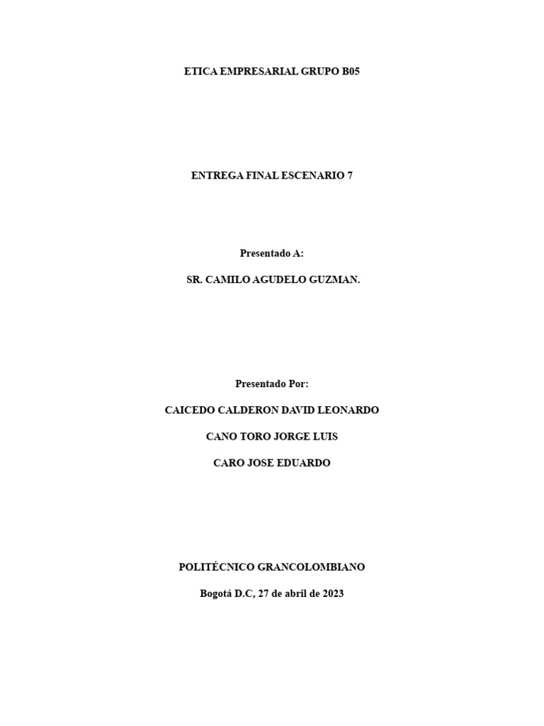 Entrega Final Semana 7 Etica Empresarial | PDF