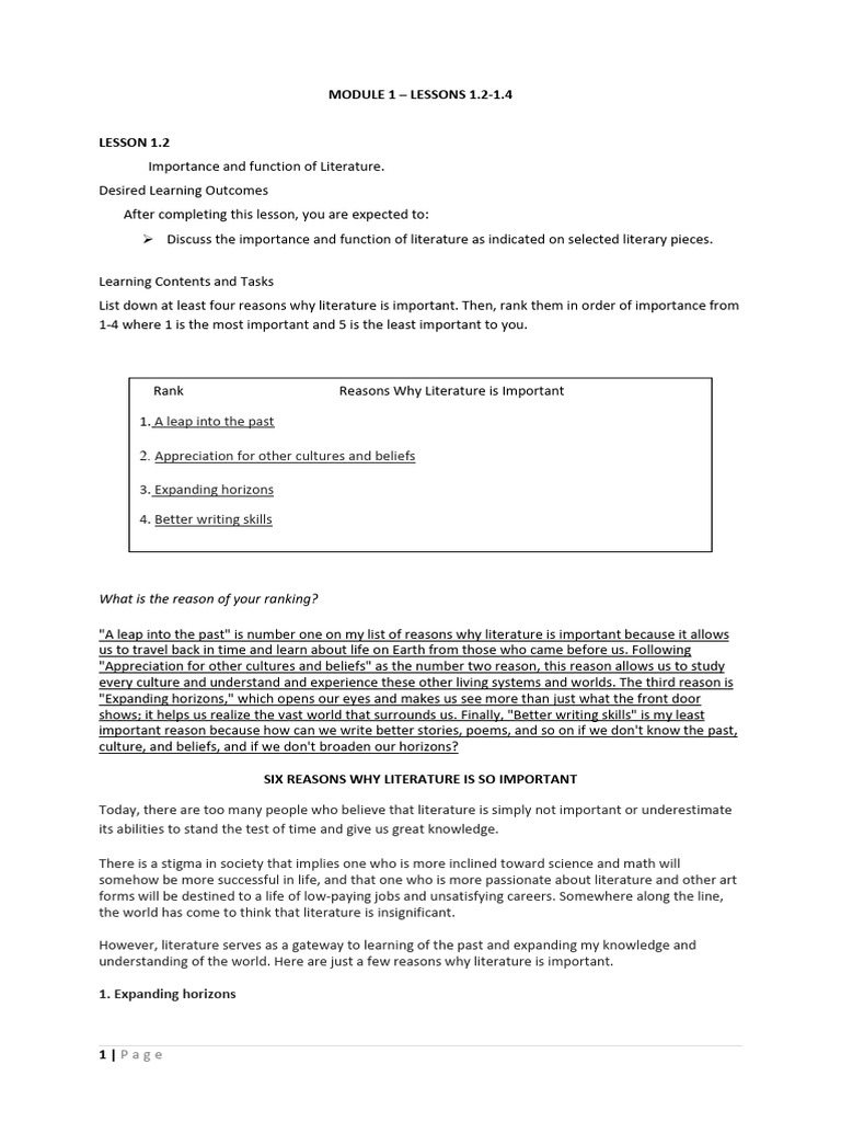 Module 1 - Lessons 1.2-1.4 | PDF | Poetry | Narration