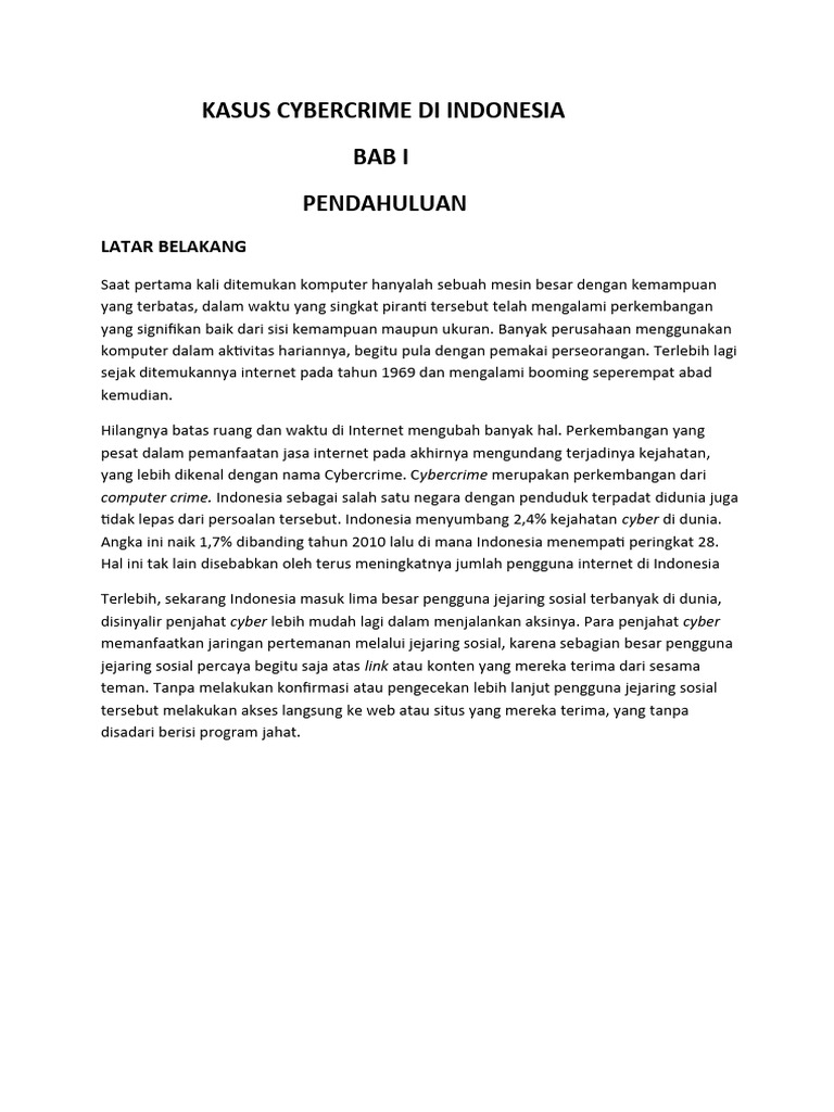 Komnas - Kasus Cybercrime Di Indonesia | PDF | Komputer