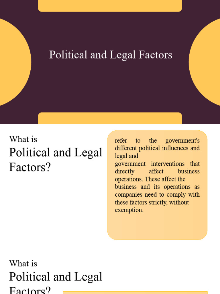 Political and Legal Factors in Business | PDF | Taxes | Regulation