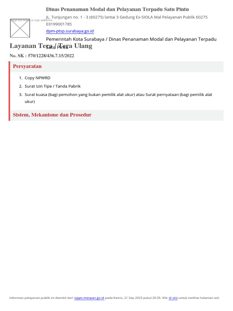 Unduh Standar Pelayanan - Layanan Tera Tera Ulang | PDF
