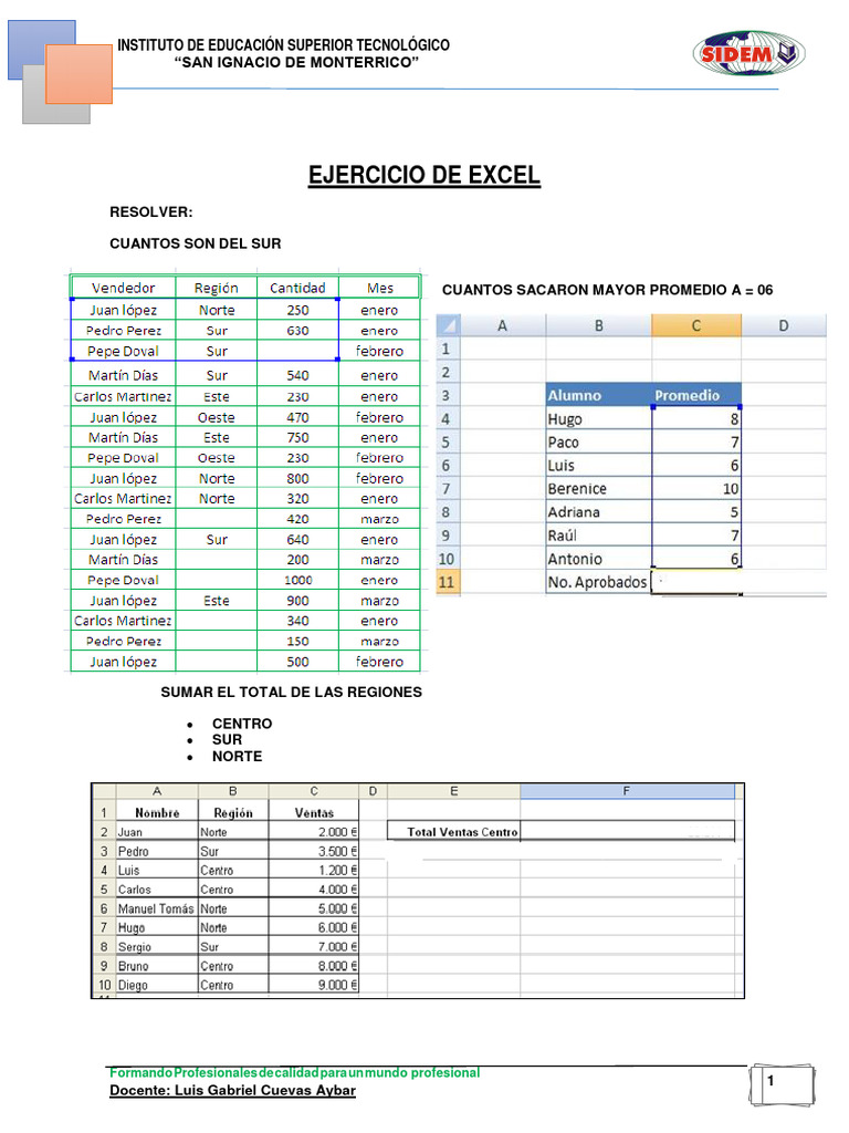 Ejercicio de Excel | PDF
