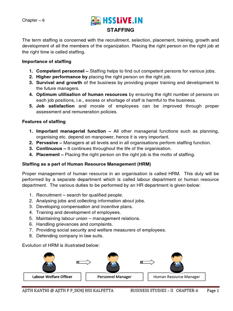 Hsslive-Chapter 6 Staffing 11 | PDF | Human Resources | Recruitment