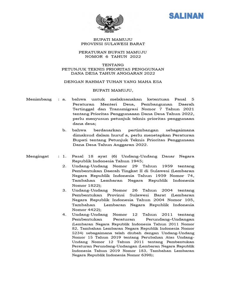 Perbub No 6 Tahun 2022 | PDF | Hukum | Griya & Taman