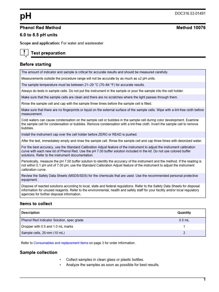 PH (Phenol Red Method) | PDF | Science & Mathematics