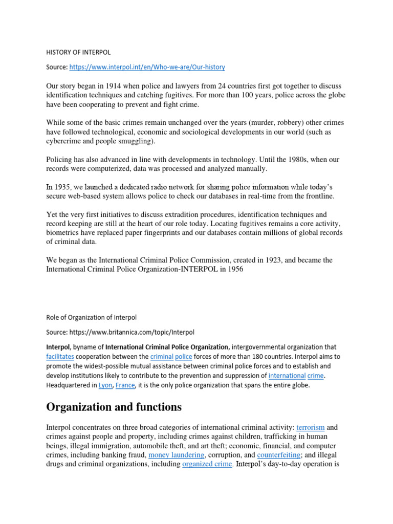 History of Interpol | PDF | Police | Crimes