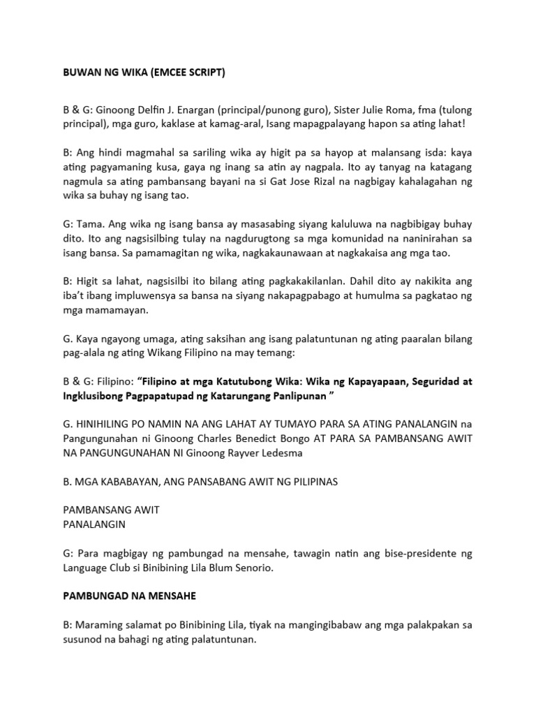 Emcee Buwan NG Wika | PDF