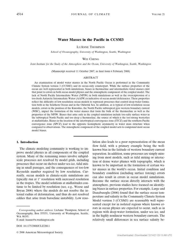 PACIFIC Thompson and Cheng 2008 | PDF | Oceans | Sea Surface Temperature