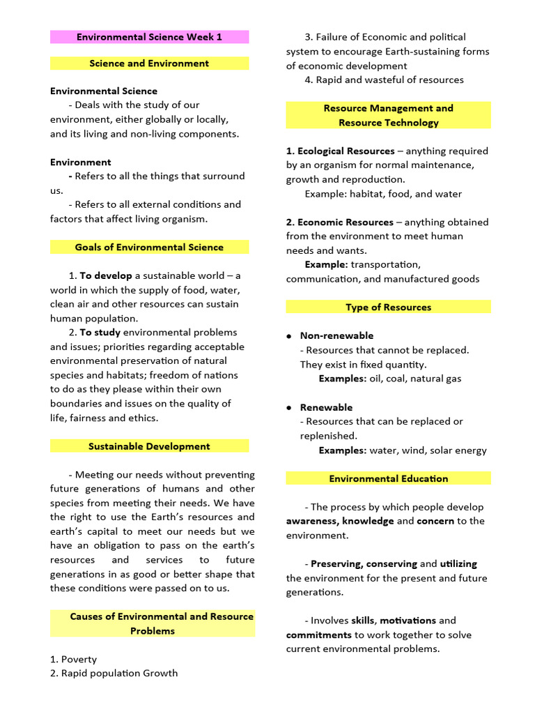 Environmental Science Lesson 1 | PDF