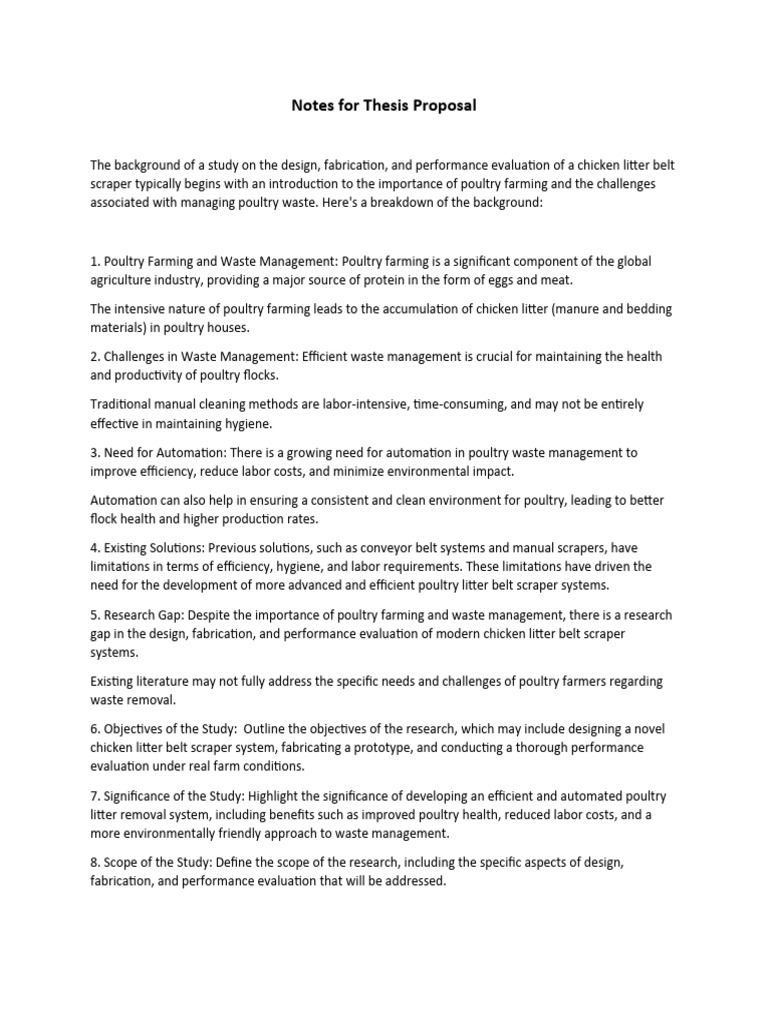Notes For Thesis Proposal | PDF | Poultry Farming | Agriculture