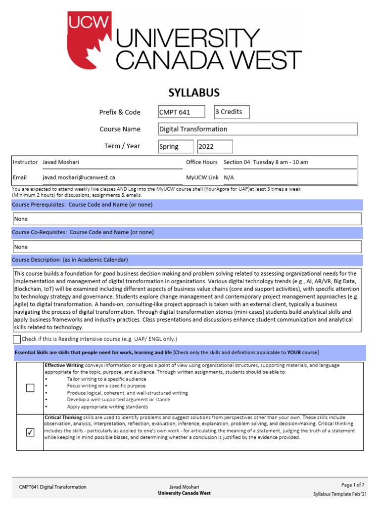 CMPT 641-04 Spring 2022 - Javad Moshari | PDF