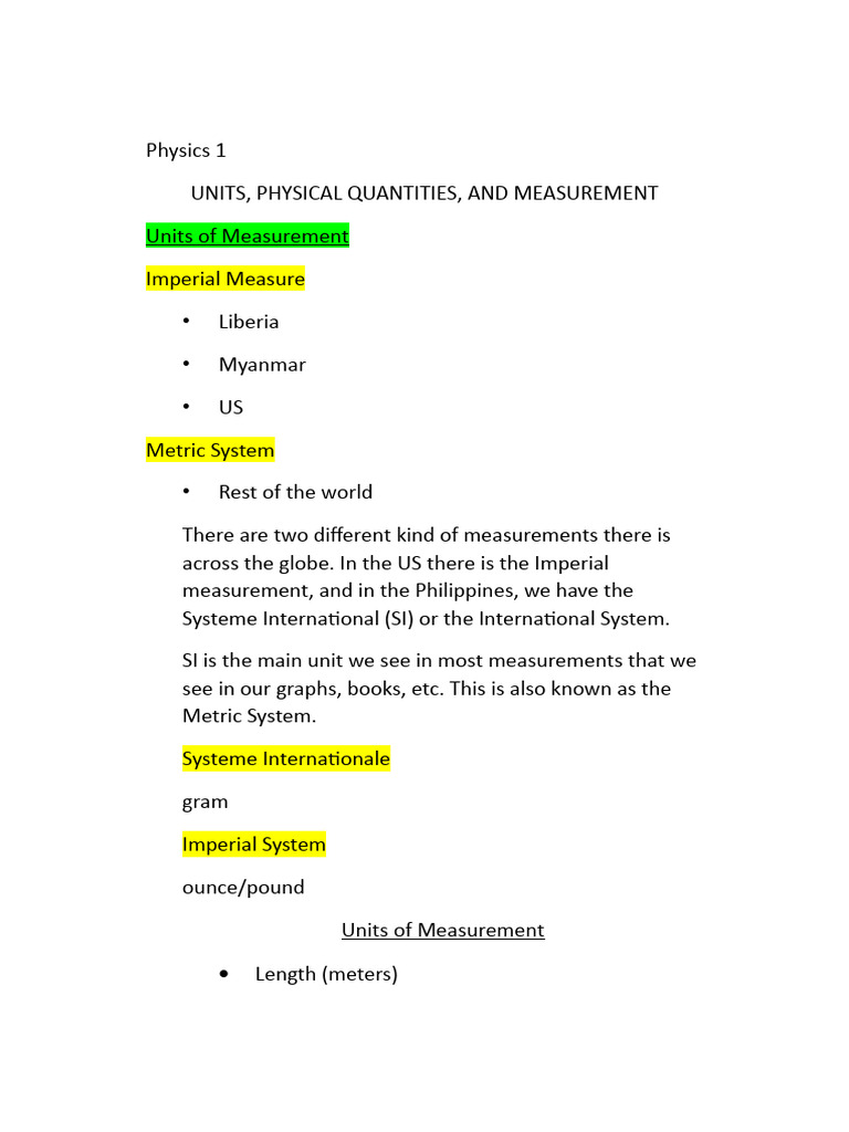 Physics 1 | PDF | Measurement | Observational Error