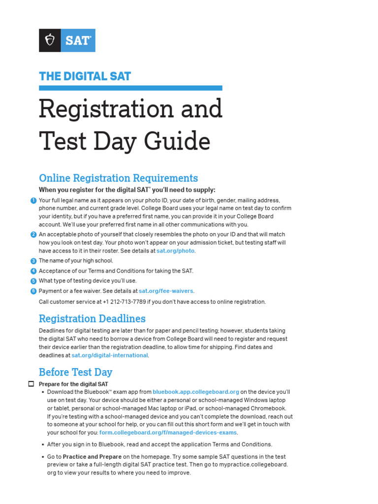 Test Day Guide | PDF | Mobile Device | Sat