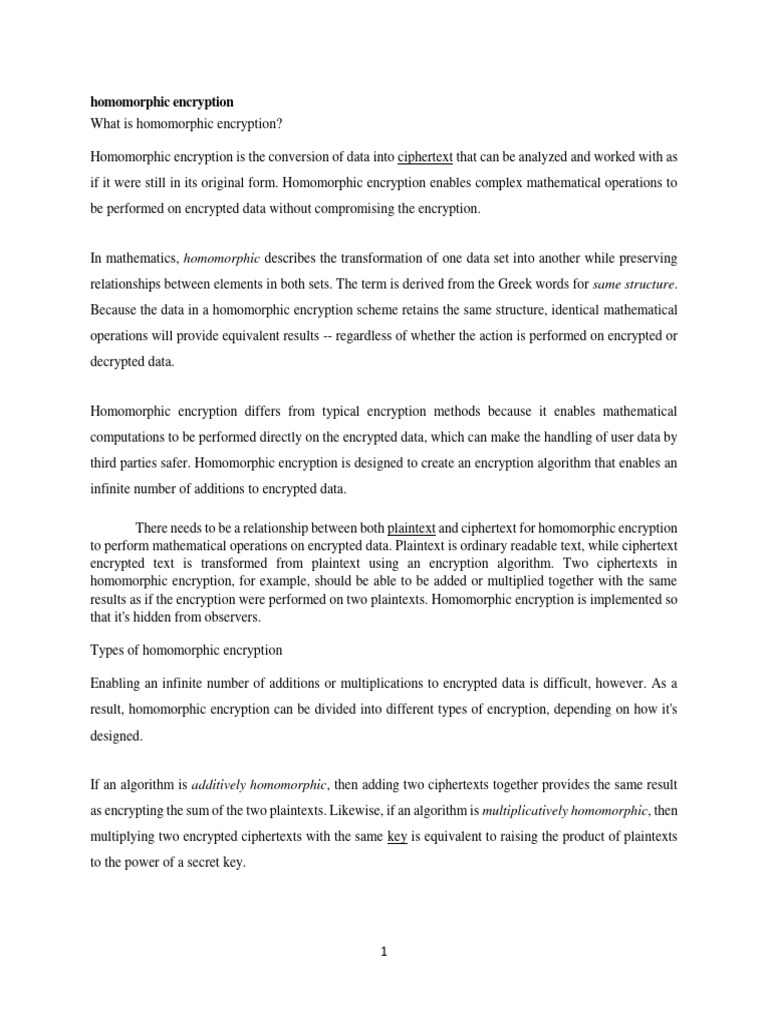 Homomorphic Encryption | PDF