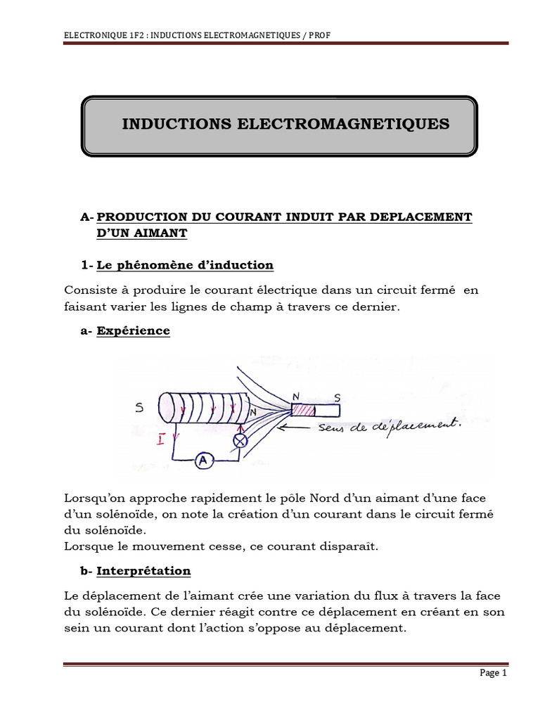 2 INDUCTION ELECTROMAGNETIQUE Prof - Copie | PDF | Technologie et ...