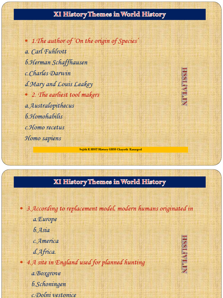 Xi History Multiple Choice Questions Sujith Hsslive | PDF