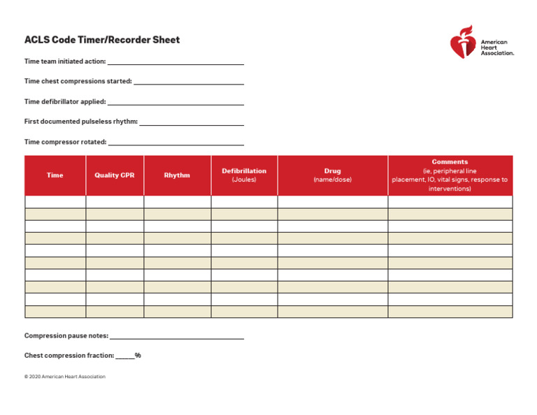 ACLS Code TimerRecorder Sheet | PDF