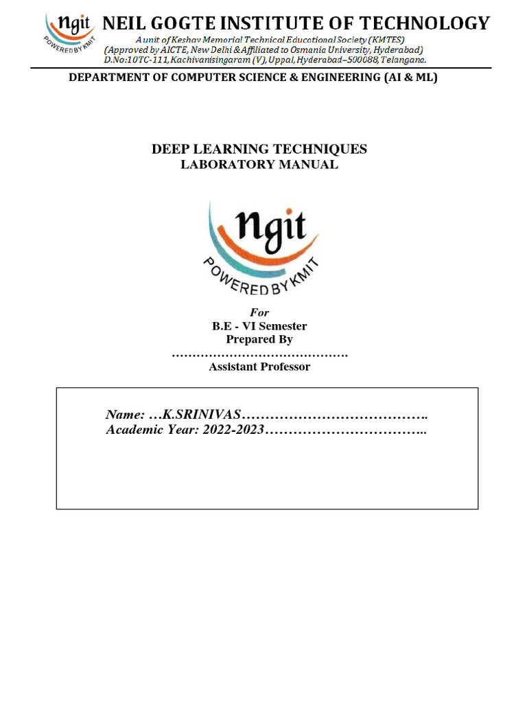 DL Lab Manual A.Y 2022-23-1 | PDF | Artificial Intelligence | Intelligence (AI) & Semantics