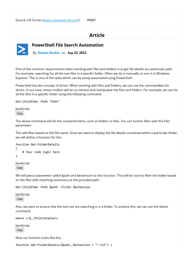 PowerShell File Search Automation | PDF | Computer File | Computing PowerShell File Search Automation | PDF | Computer File | Computing
