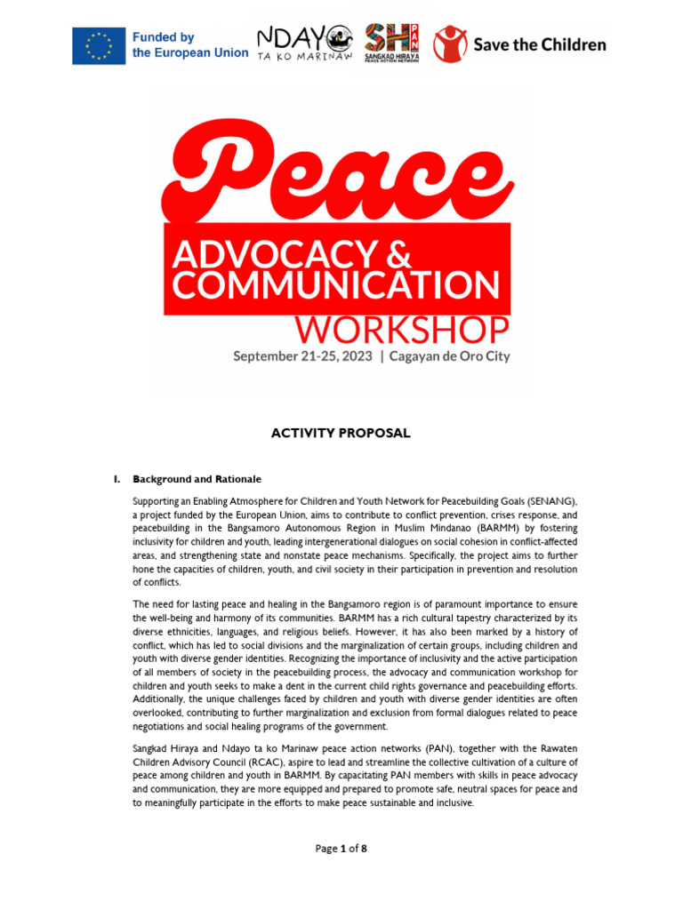 Program-Primer-Peace-Advocacy-and-Communication-Workshop | PDF | Peacebuilding | Peace
