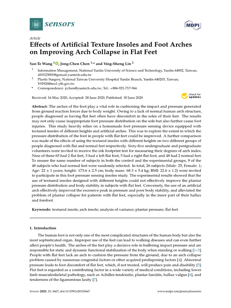 Effects of Artificial Texture Insoles and Foot Arches On Improving Arch ...