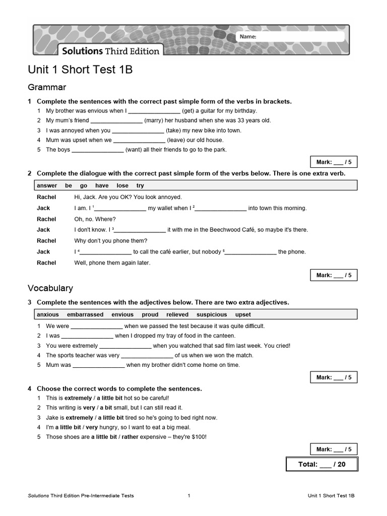 Sol3e Preint U1 Short Test 1b | PDF Sol3e Preint U1 Short Test 1b | PDF
