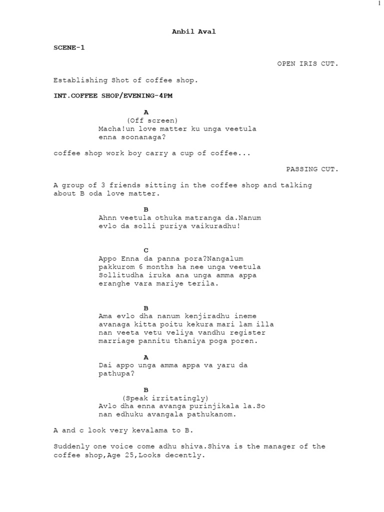 Anbil Aval Bound Script | PDF