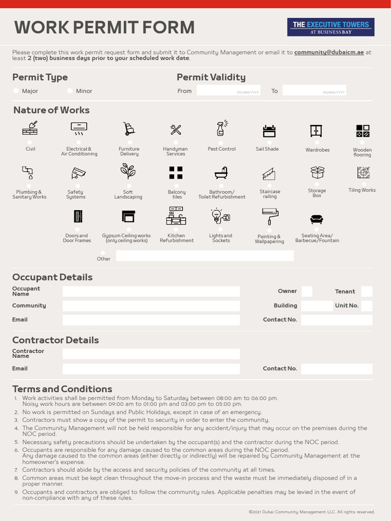 Work Permit Request for Executive Towers | PDF
