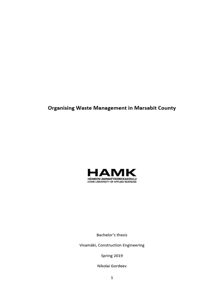 Thesis - Waste Management System For Marsabit (FINAL) | PDF
