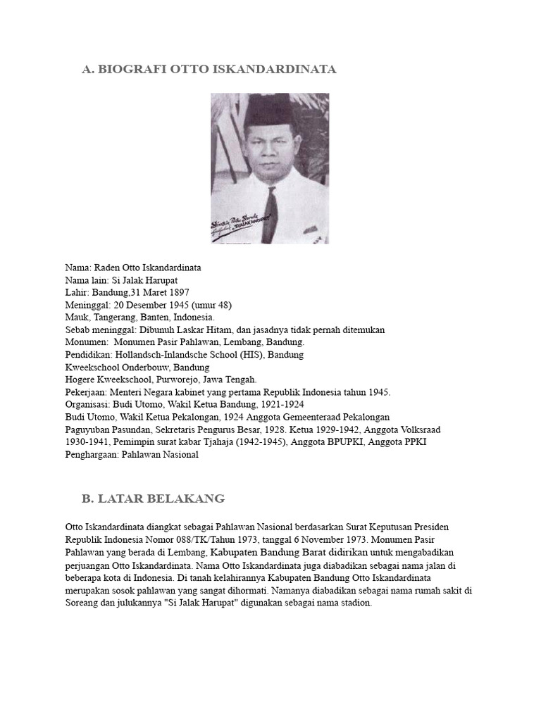 Biografi Raden Otto Iskandardinata | PDF | Ilmu Sosial