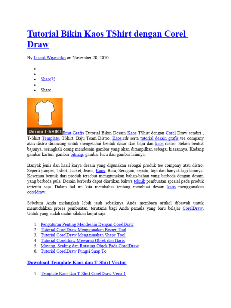 Tutorial Desain Kaos dengan CorelDraw | PDF