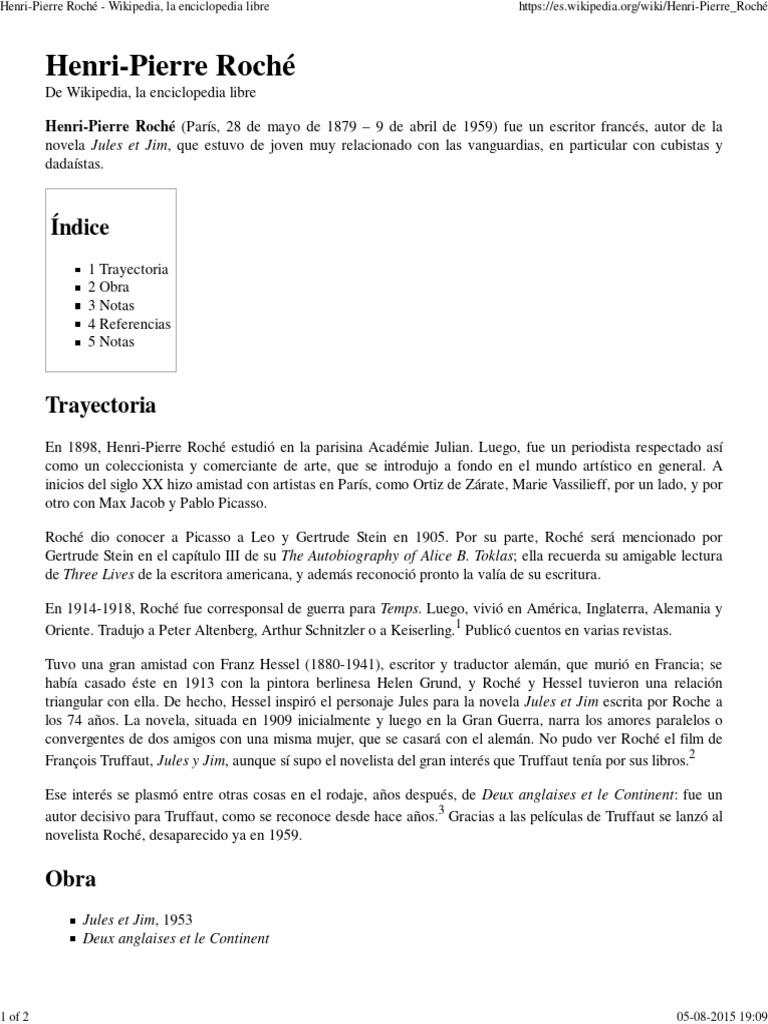 Henri-Pierre Roché - Wikipedia, La Enciclopedia Libre | PDF